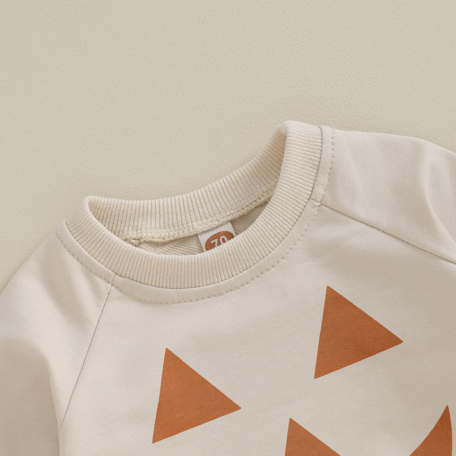 Toddler Baby Boy Halloween Clothes Long Sleeve Letter Sweatshirt Tops Stretch Jogger Pants Infant Fall Winter Outfit (Face Light Khaki, 18-24 Months)