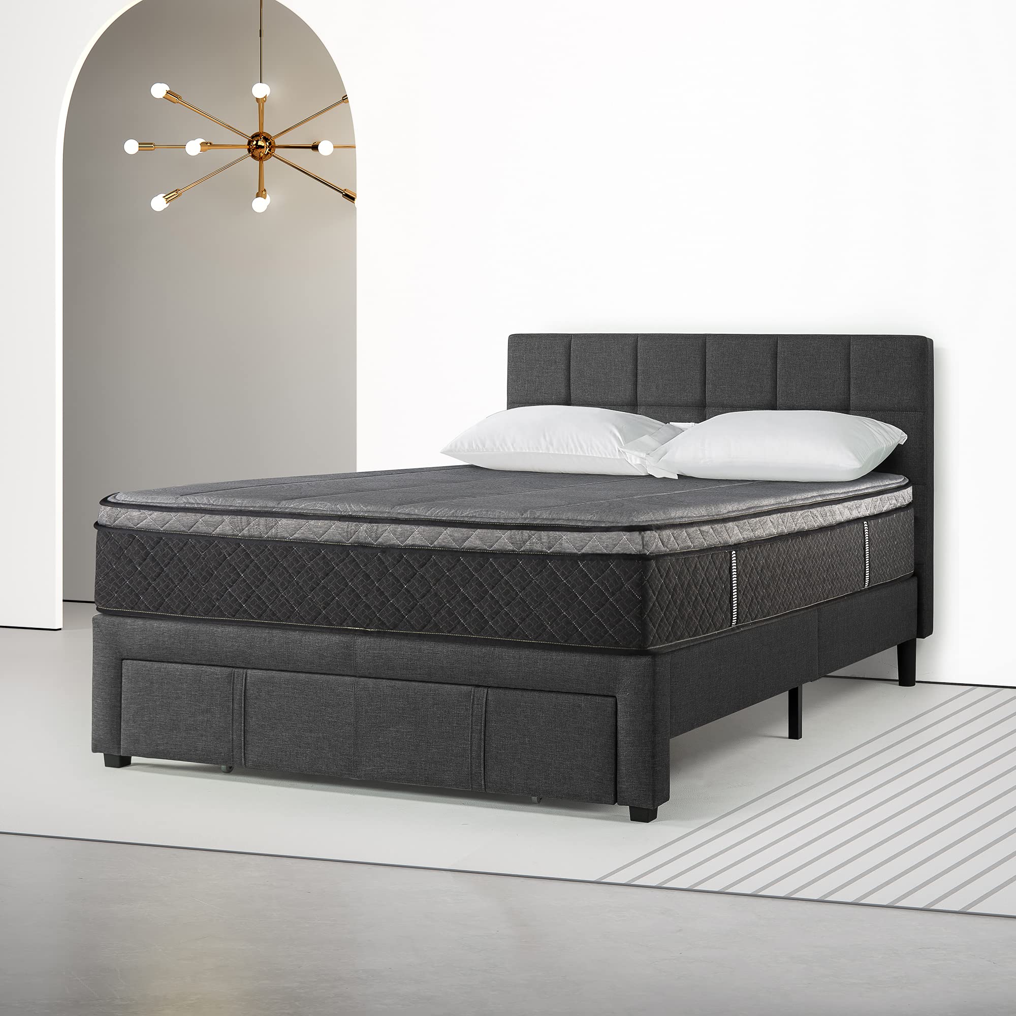 Zinus 12 Inch Euro Top Pocket Spring Hybrid Mattress/Pocket Innersprings for Motion Isolation/Bed-in-a-Box, Twin