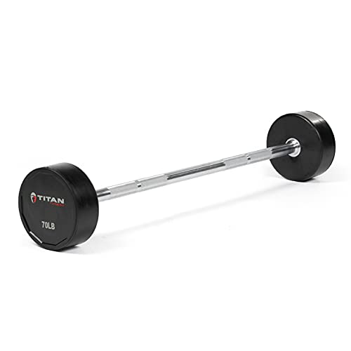 Titan Fitness Straight Barbell 70 lb. Cold-Rolled Steel Chrome Finish Rubber Fixed