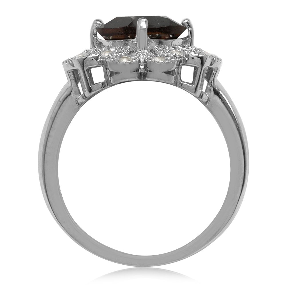 Silvershake 2.14ct. Natural Green Amethyst White Gold Plated 925 Sterling Silver Victorian Style Filigree Ring Size 8