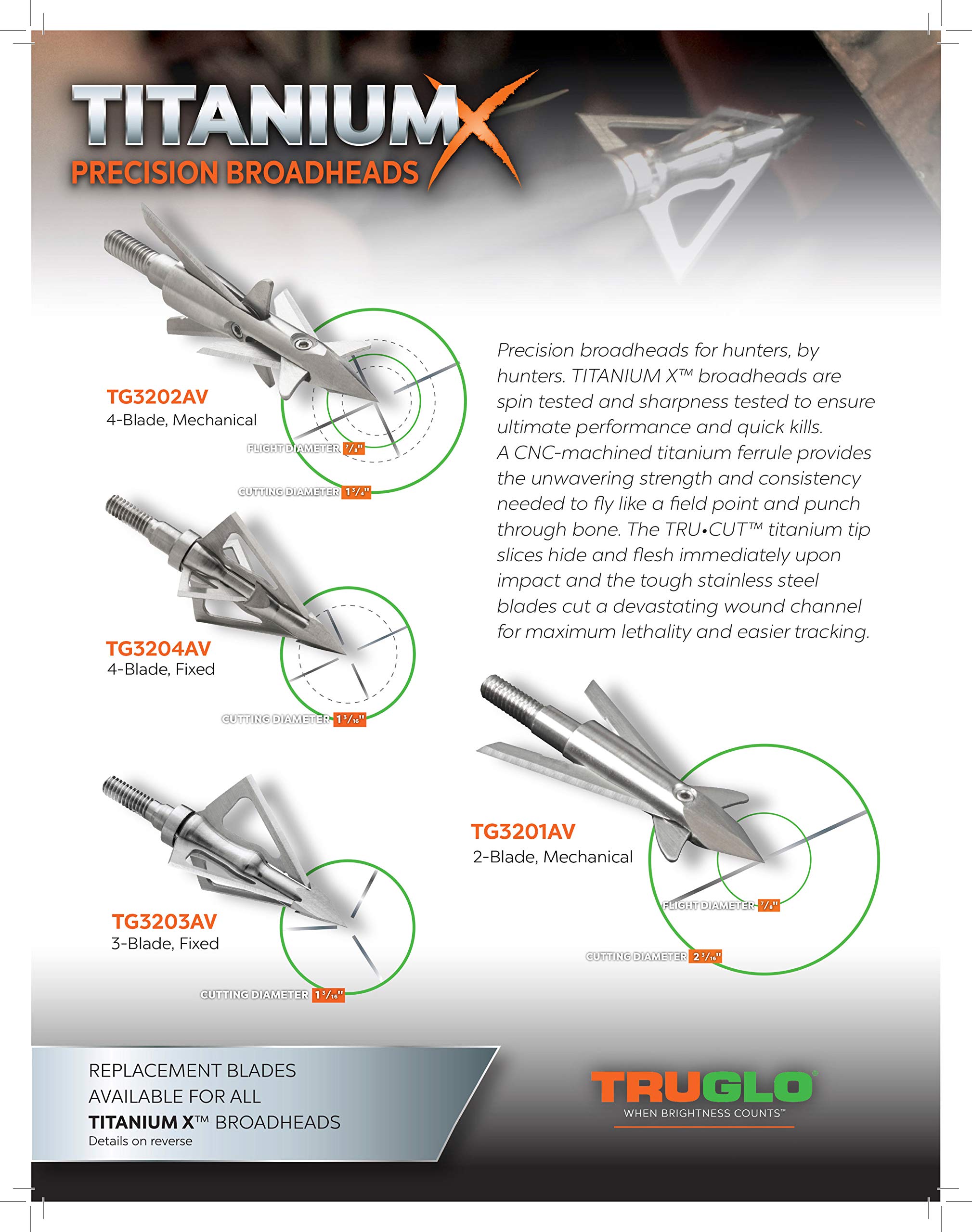 TRUGLO Apex Archery Archery 3-Blade Archery Crossbow Arrow Broadheads, Multi, 32-inch US