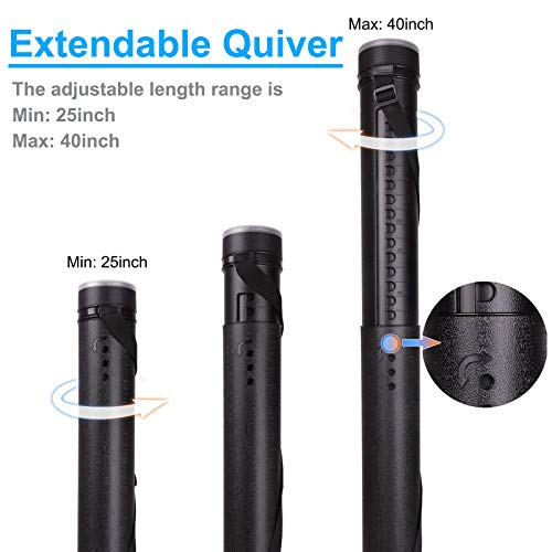 VNAKER Archery 30Inch Carbon Arrow Set with Arrow Quiver for Compound & Recurve Bow, 12 Pcs Arrow and 1Pcs Quiver (Black)