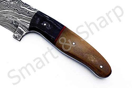 Smart & Sharp Custom Handmade Damascus Steel Hunting Knife/Tracker Knife AA-17133 (Colored Bone and Wood)
