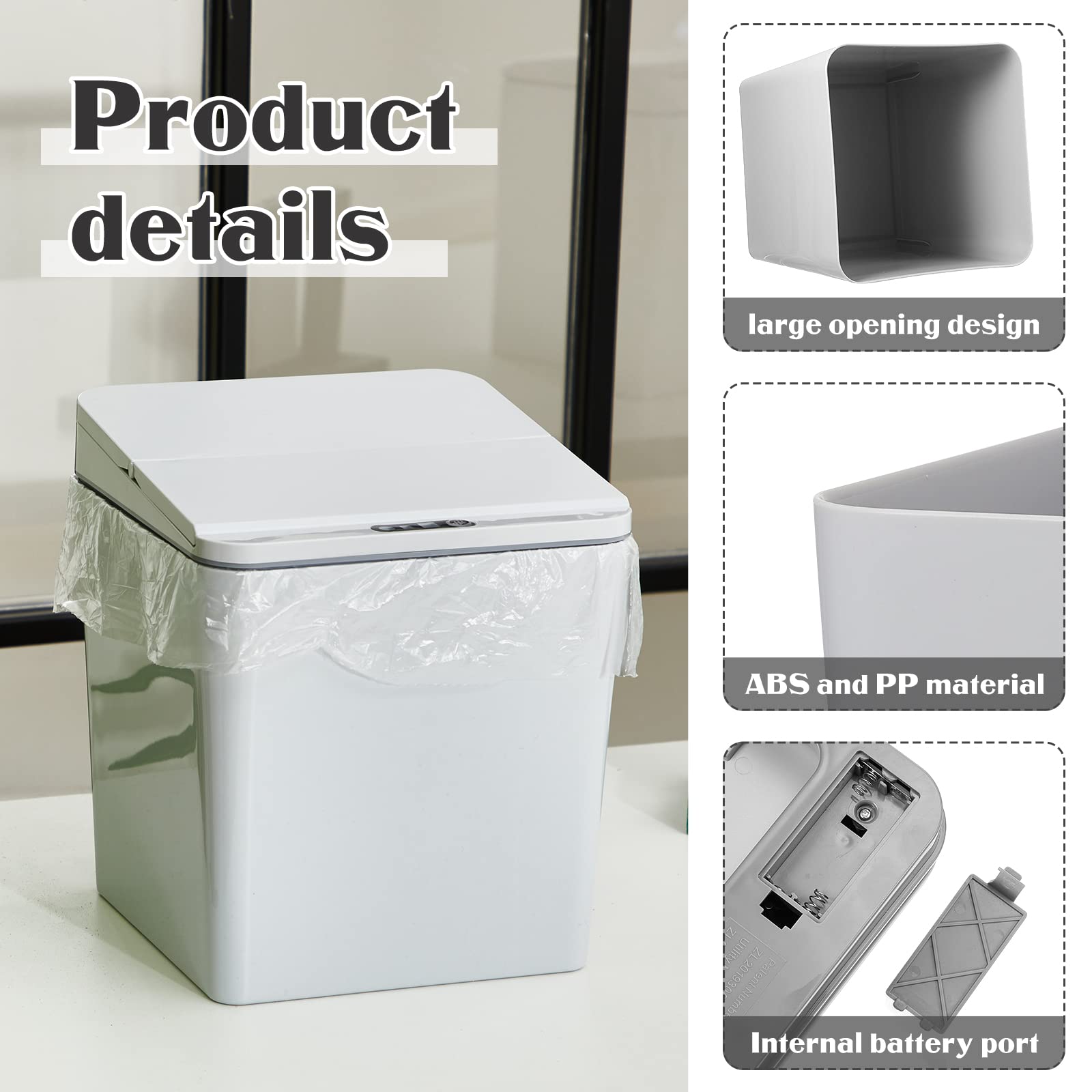Tanlade 2 Pcs Touchless Mini Countertop Trash Can Automatic Small Garbage Can Motion Sensor Desktop Garbage Bin Smart Small Wastebasket with Lid for Desk Coffee Table Car Kitchen Bathroom Office