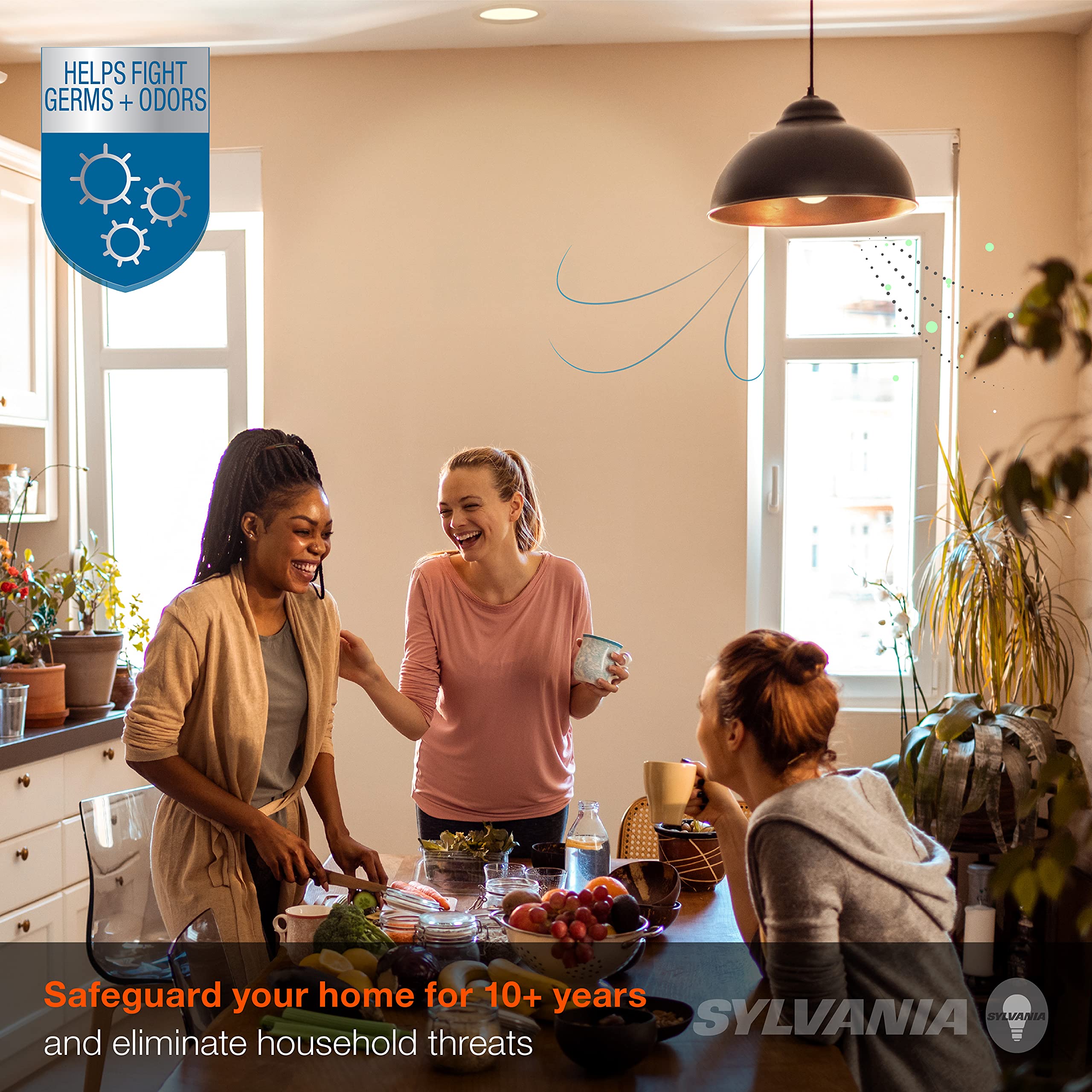 SYLVANIA LightSHIELD A19 Germicidal LED Light Bulb, 8.5W=60W, 10 yr, Non-Dimmable, 800 lm, 5000K, Daylight - 4 Pack (41068)
