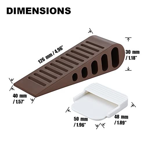 XQDWX Rubber Door Stopper, Anti-silp Soft TPR Sturdy Stackable Door Stop Wadge for Bottom of Heavy Duty Door on Multi Floor Carpet Concrete Tile Wood, 3 Pack Brown, 205DS-BR-3