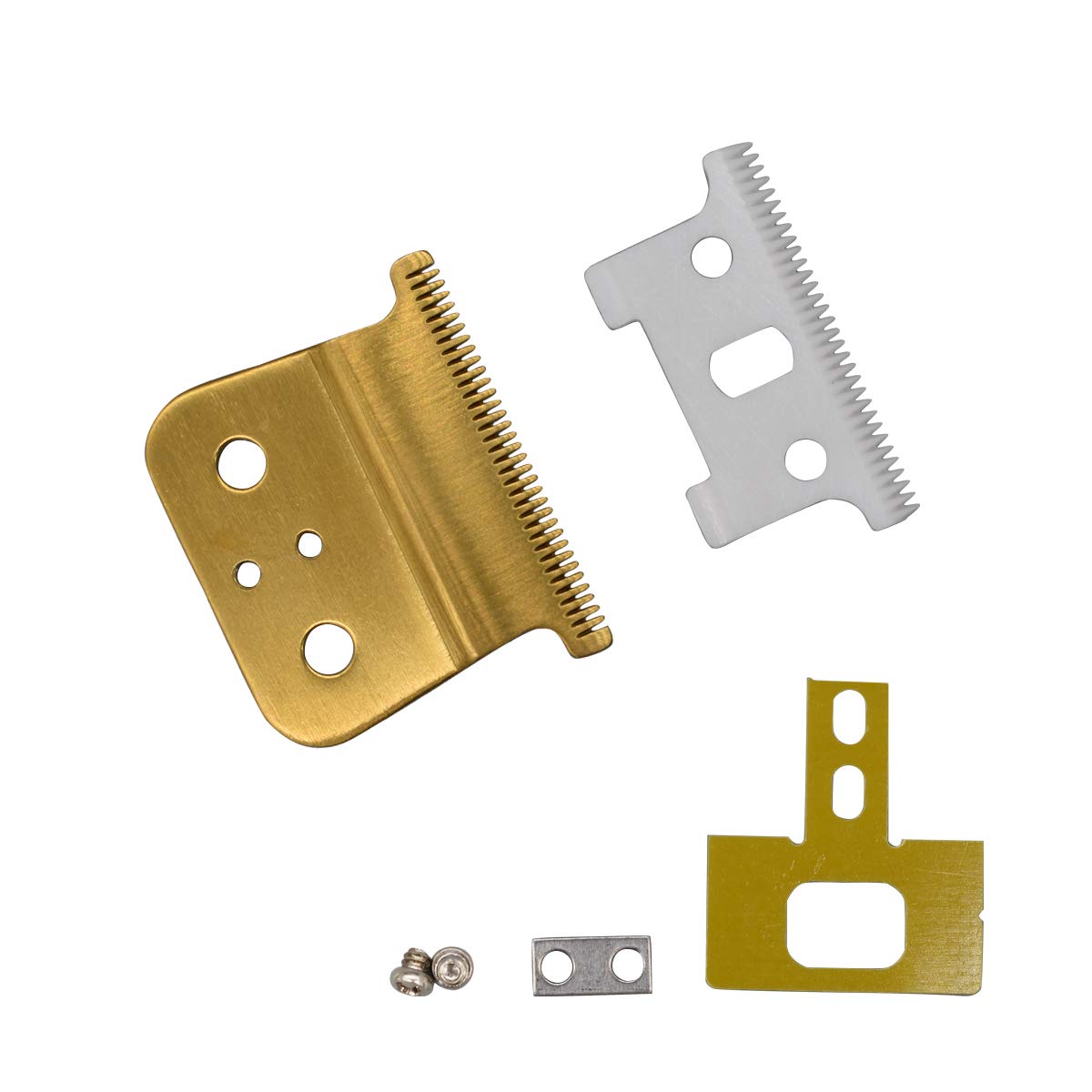 ZEROKIWI Professional T Outliner Replacement Blades Set #04521, Including 1 Carbon Steel Fixed Blade and 1 Ceramic Moving Cutter Blade, Compatible with T Outliner GTX Hair Trimmer(Gold)