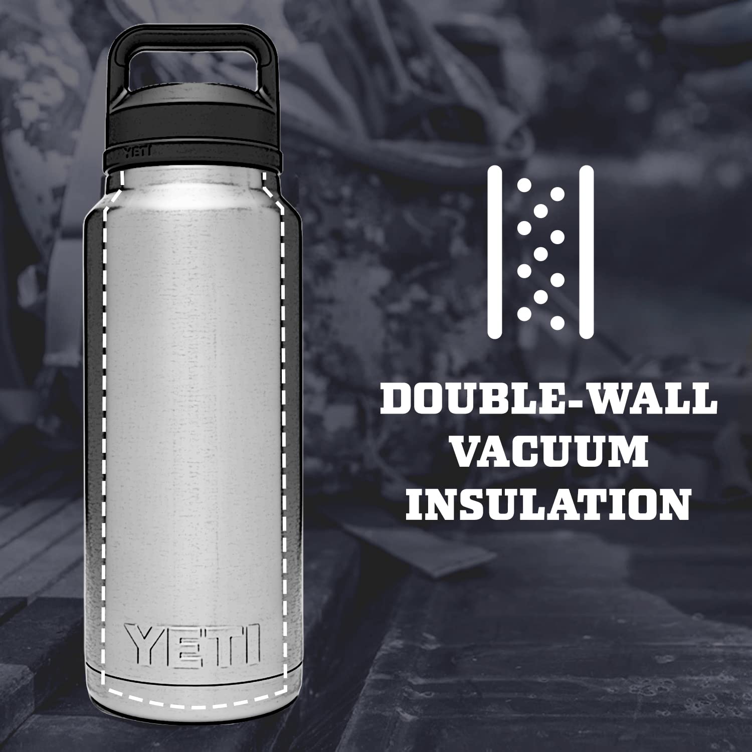 YETI Rambler 46 oz Bottle Retired Color, Vacuum Insulated, Stainless Steel with Chug Cap, Harvest Red