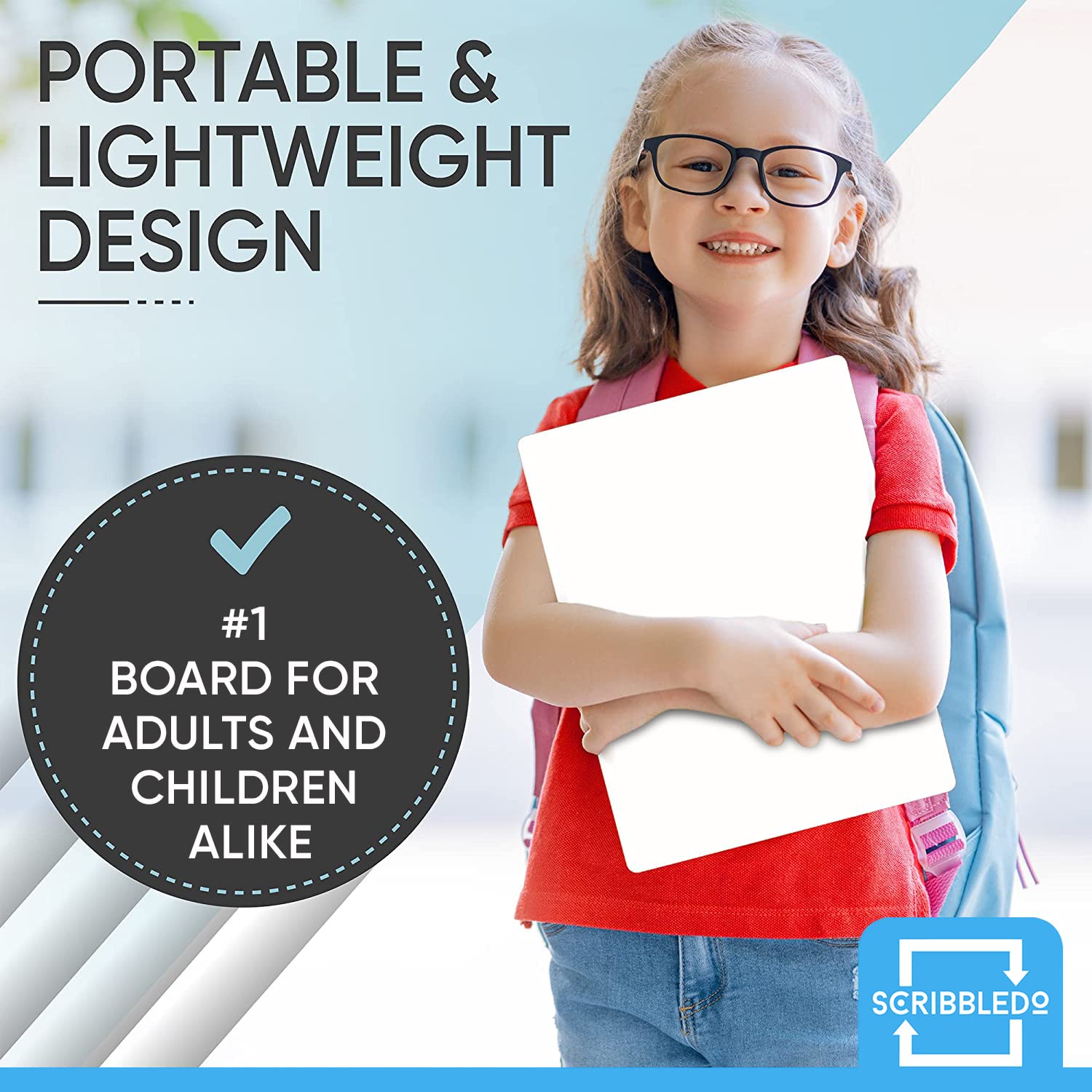 Scribbledo White Board Dry Erase Board 11"x14β Mini Double Sided Personal Whiteboard Board Dry Erase Lapboard Handheld Personal White Boards for Students Small Whiteboard Office Kitchen