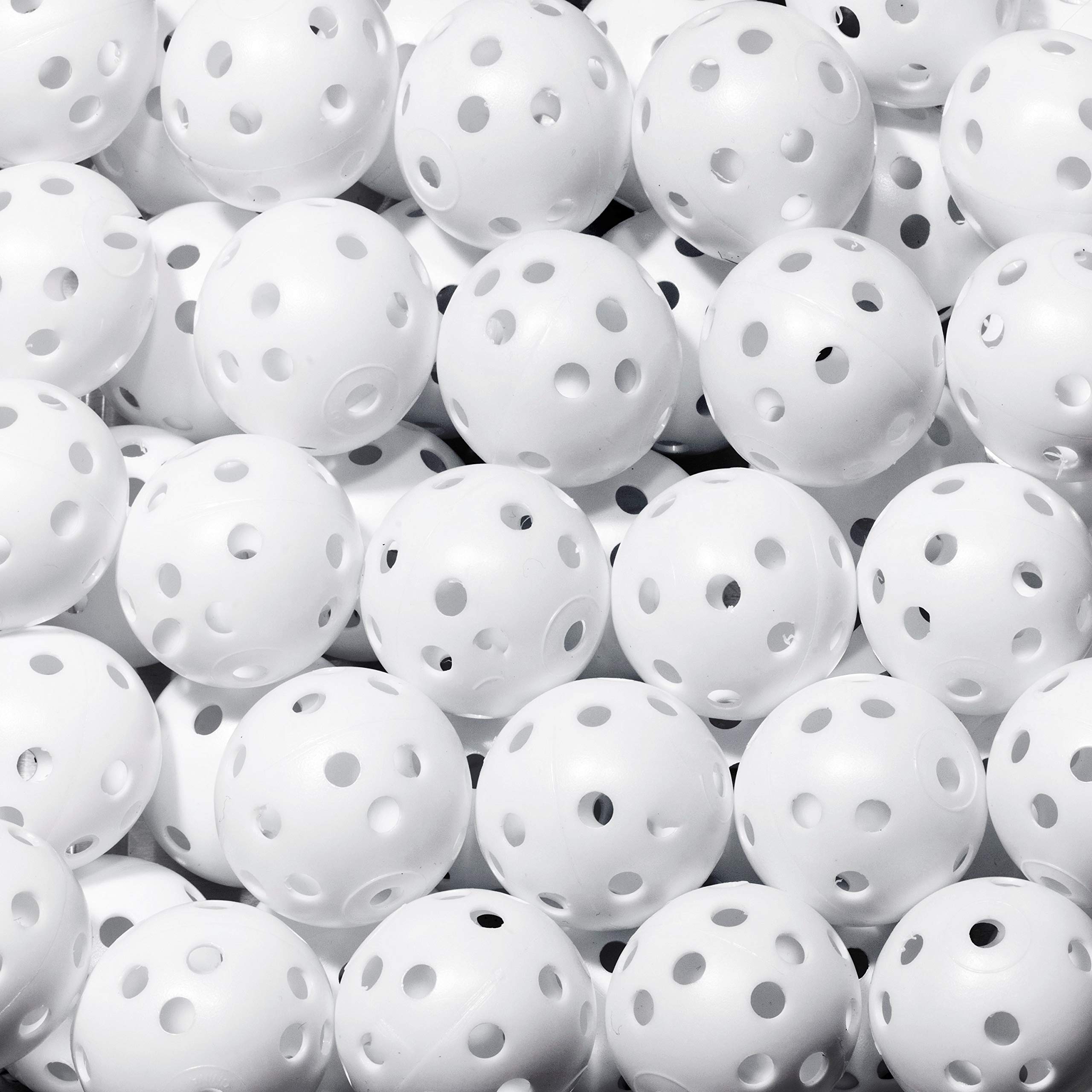 Sysnadura Airflow Hollow Practice Golf Balls - 50 Pieces White Plastic Sports Ball 1 5/8'' diameter with Mesh Storage Bag