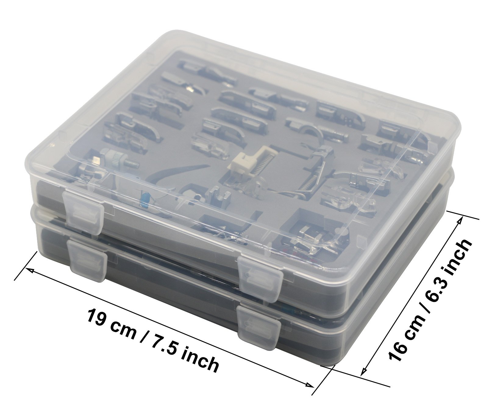 Professional 52pcs Sewing Machine Sewing Foot Presser Foot Presser Feet Set with Manual & Plastic Storage Box for Singer, Brother, Babylock, Janome and Kenmore Low Shank Sewing Machines