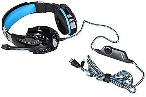 SENHAI G9000 3.5mm Game Gaming Headphone Headset Earphone Headband with Microphone LED Light for Computer Tablet Mobile Phones PS4 - Black and Blue