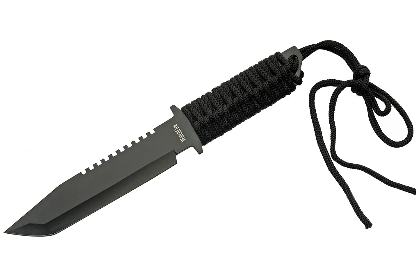 Szco Supplies 11β Nylon Wrapped Tanto Blade Survivor Knife with Fire Starter and Sheath, Black, (211551)