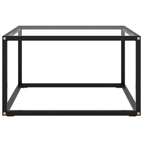QJBSAVVA Coffee Table Black with Tempered Glass 23.6"x23.6"x13.8",Bedside Tables Side Tables End Tables Entrance Tables Suitable for Meeting Rooms, Reception Rooms, Offices