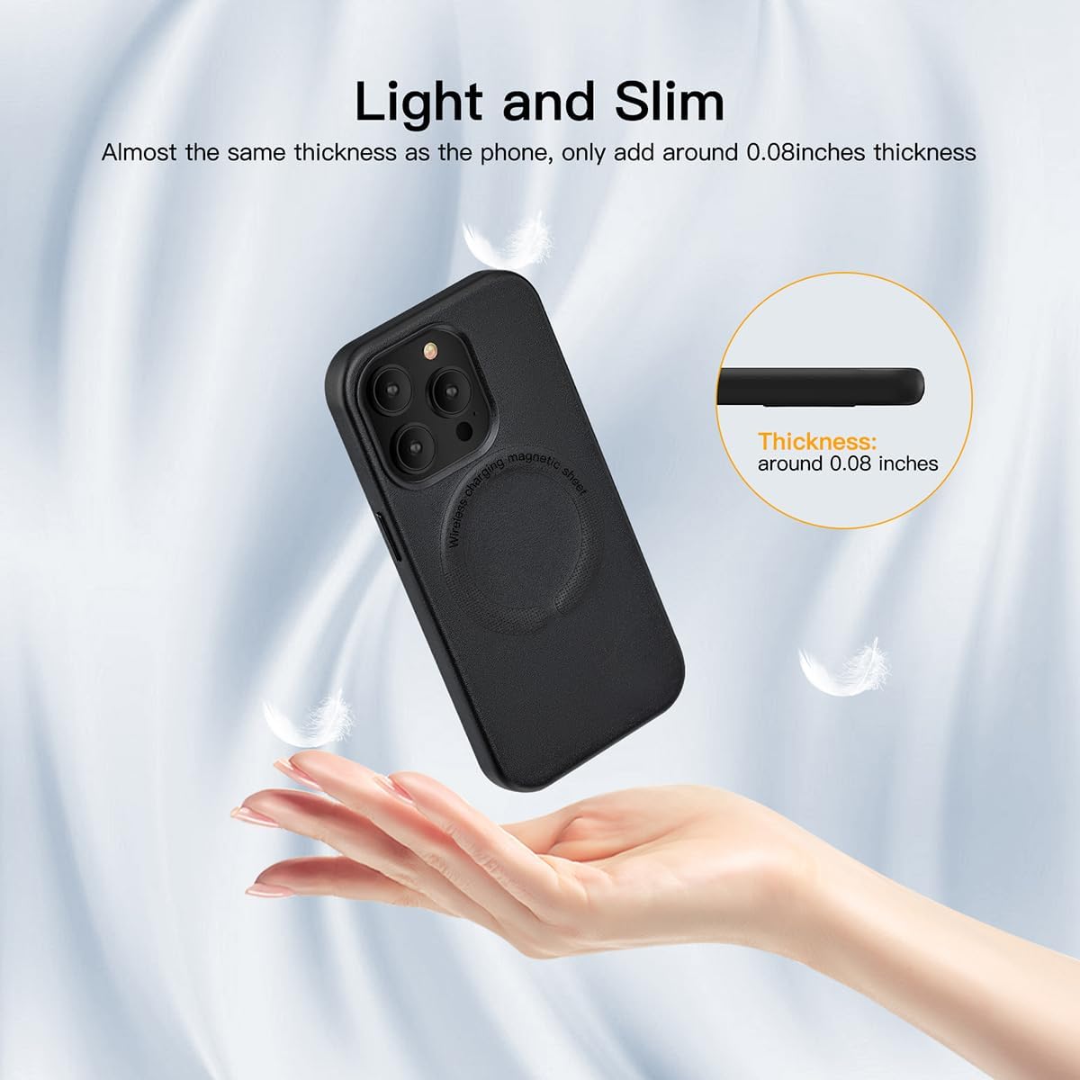 THMEIRA Compatible with iPhone 14 Pro Max Leather Case [ Compatible with MagSafe ] with Magnetic Wallet Card Holder [ PU Leather ] [ Slim Fit ] with Tempered Glass Screen Protector - Black