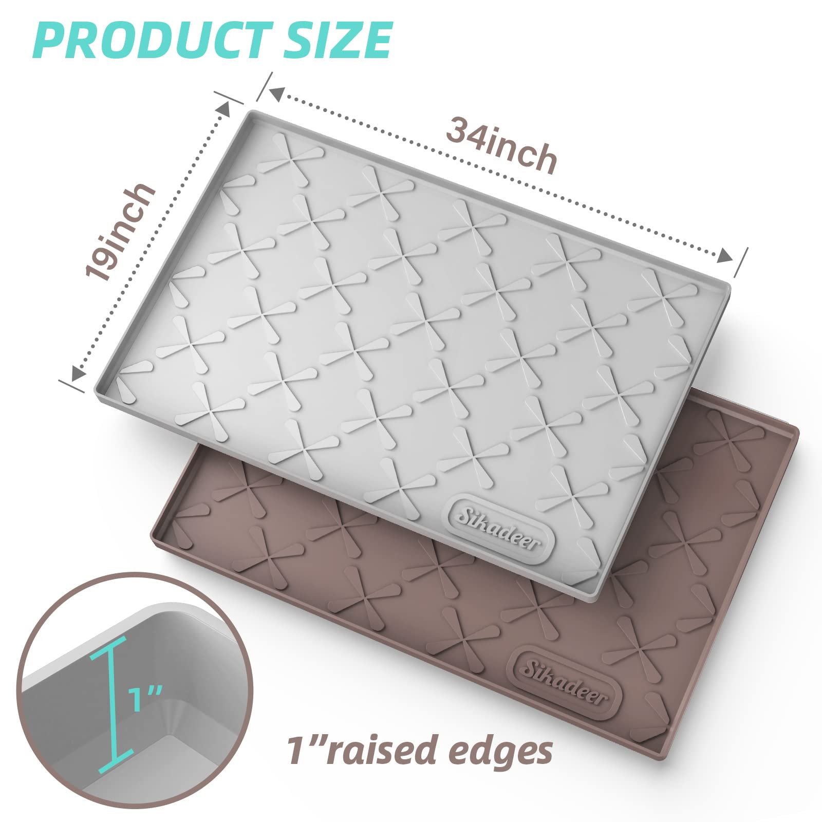 SIKADEER Under Sink Mat for Bathroom Waterproof, 34" x 19" Silicone Under Sink Liner Bathroom Cabinet Shelf Protector Kitchen organizer, Fit 36inch Standard Cabinet Mat Under Sink Organizer Drip Tray