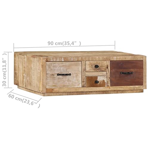 QJBSAVVA Coffee Table 35.4"x23.6"x11.8" Solid Mango Wood,Entrance Table Tray Tables Center Table Low Table Suitable for Meeting Rooms, Reception Rooms, Offices