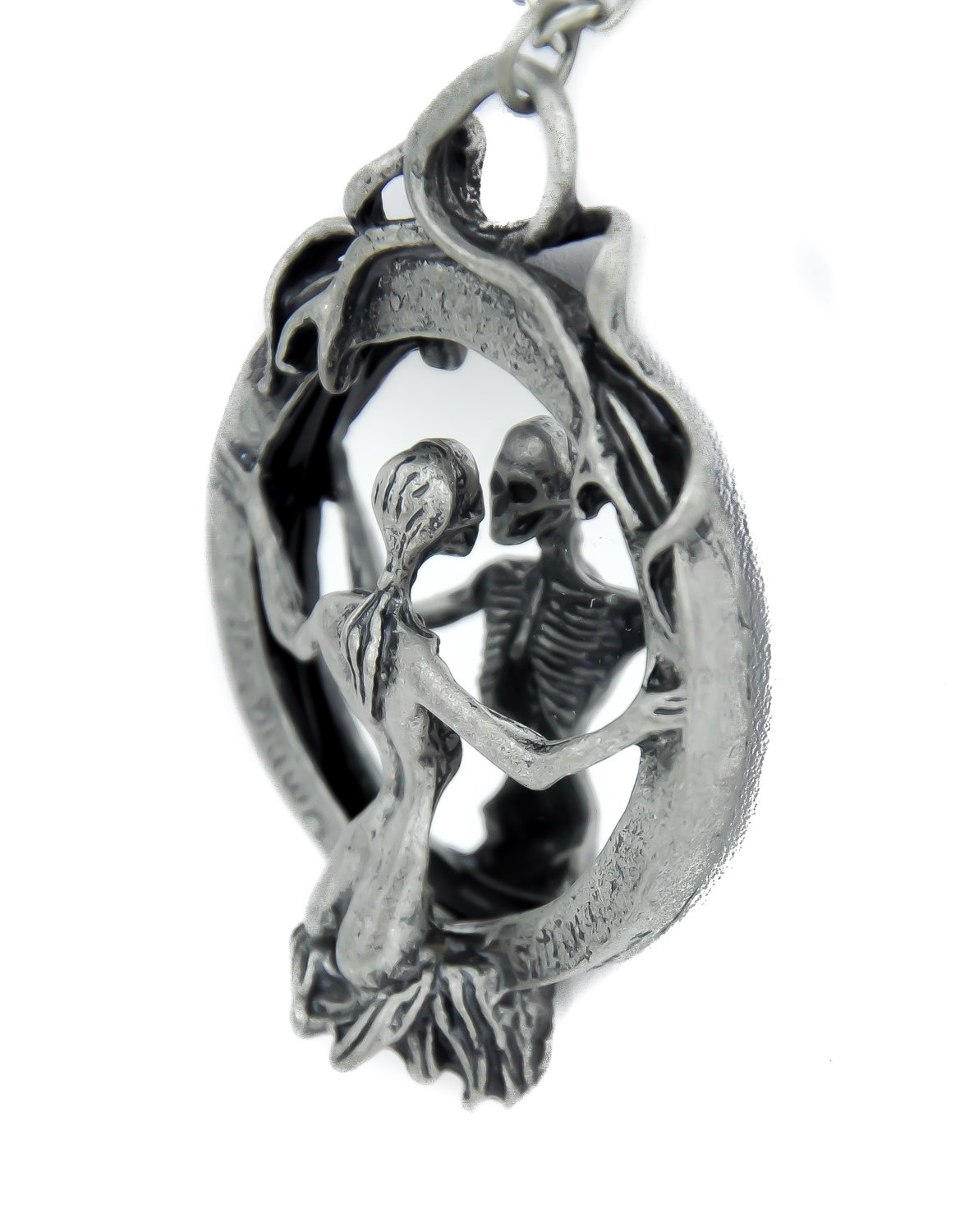 Skeleton Lady of Death Necklace Soul Reaper Looking in Mirror Pendant