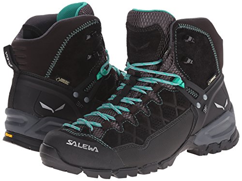 Salewa womens WS Alp Trainer Mid Gore-TEX High Rise Hiking Shoes, Black (Black Out/Agata), 10 US