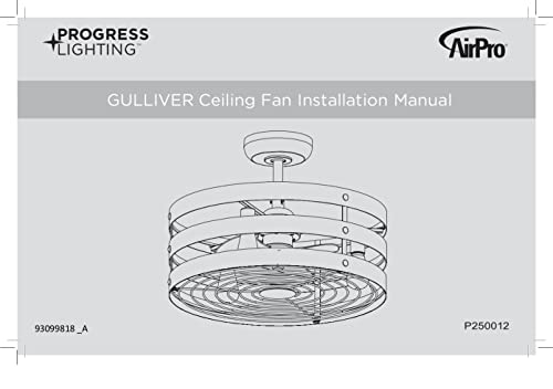 Progress Lighting P250012-141-22 Gulliver Ceiling Fans, 18-1/8" x 23-1/2", Gray