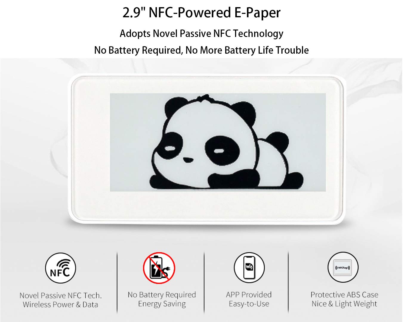 Waveshare 2.9inch Passive NFC-Powered e-Paper No Battery Required No Messy Wiring Novel Passive NFC Tech Wireless Powering & Data Transfer APP Provided 296×128 Pixel,Black& White Color