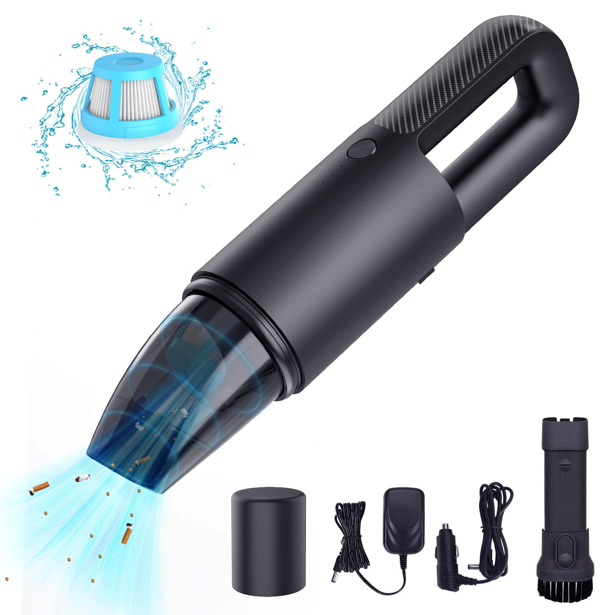 ZHENREN Handheld Vacuum Cordless Rechargeable, 6KPa Powerful Portable Handheld Vacuum, Quick Charging, Light Weight Mini Vacuum Cleaner for Home, Office and Car
