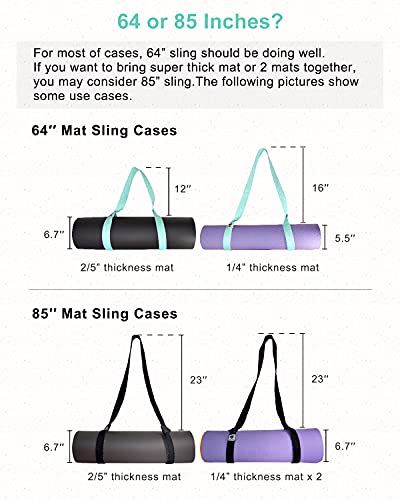 Tumaz Yoga Mat Strap [MAT NOT Included] (2 Sizes) with Extra Thick & Comfy Delicate Texture, Adjustable Yoga Mat Carrier