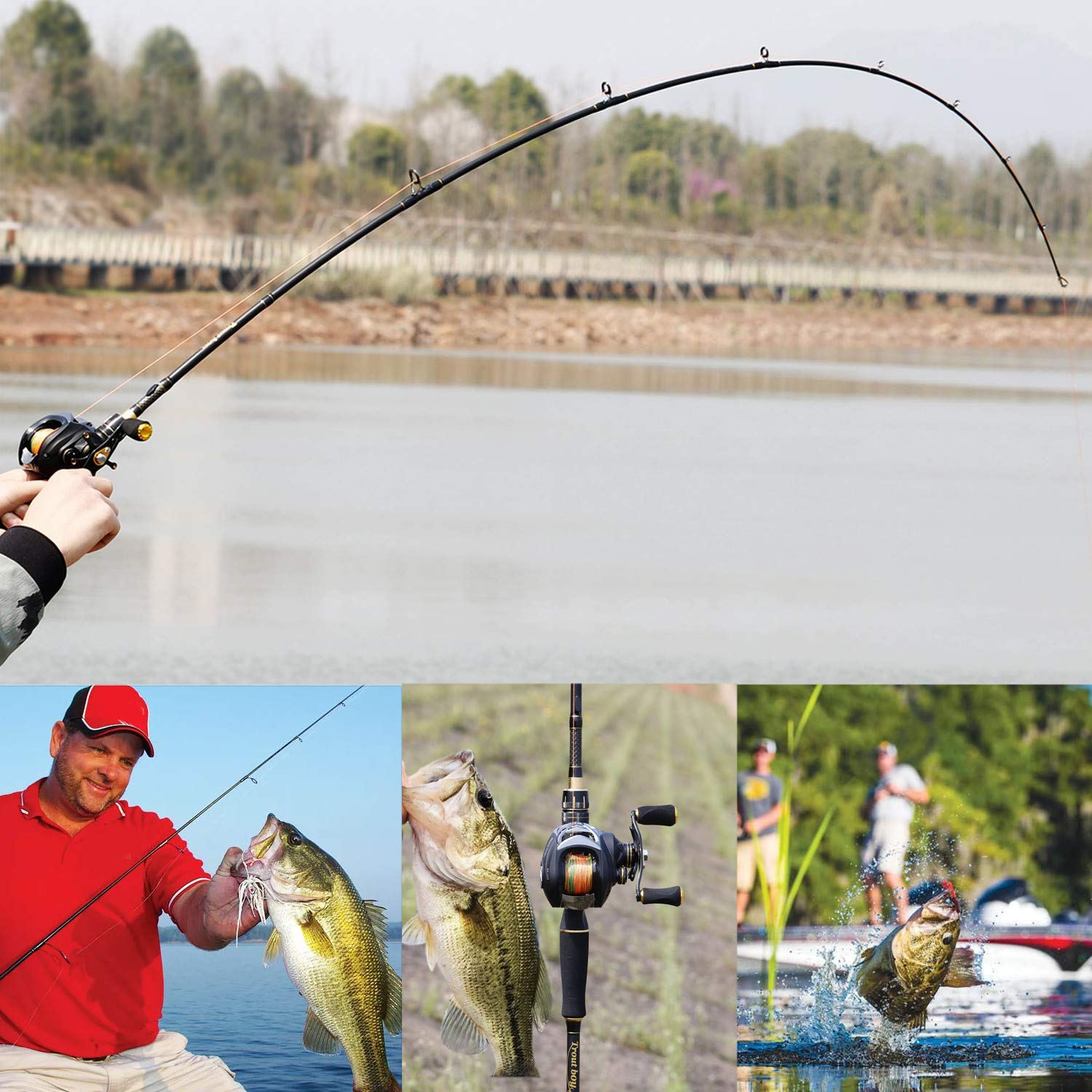 Sougayilang Fishing Rods - IM6 Graphite Blanks Casting & Spinning Rods, 2-Piece Rods with Extra Tip Section,Power Transition System, EVA Handle(Cast 6ft)