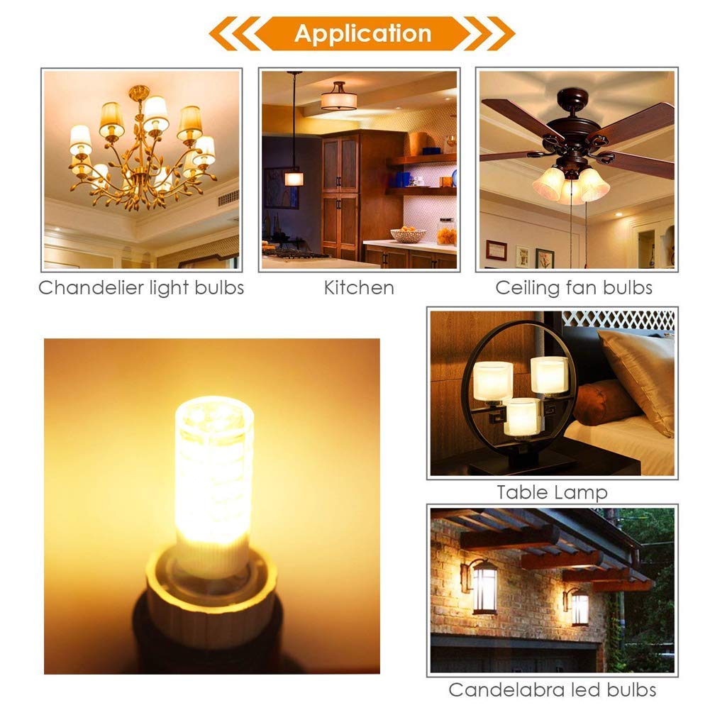 Reelco Mini E12 LED Light Bulbs 5Watt C7 Bulbs Warm White 3000K 120V Candelabra Bulb 40Watt Incandescent Bulbs Equivalent(2-Pack