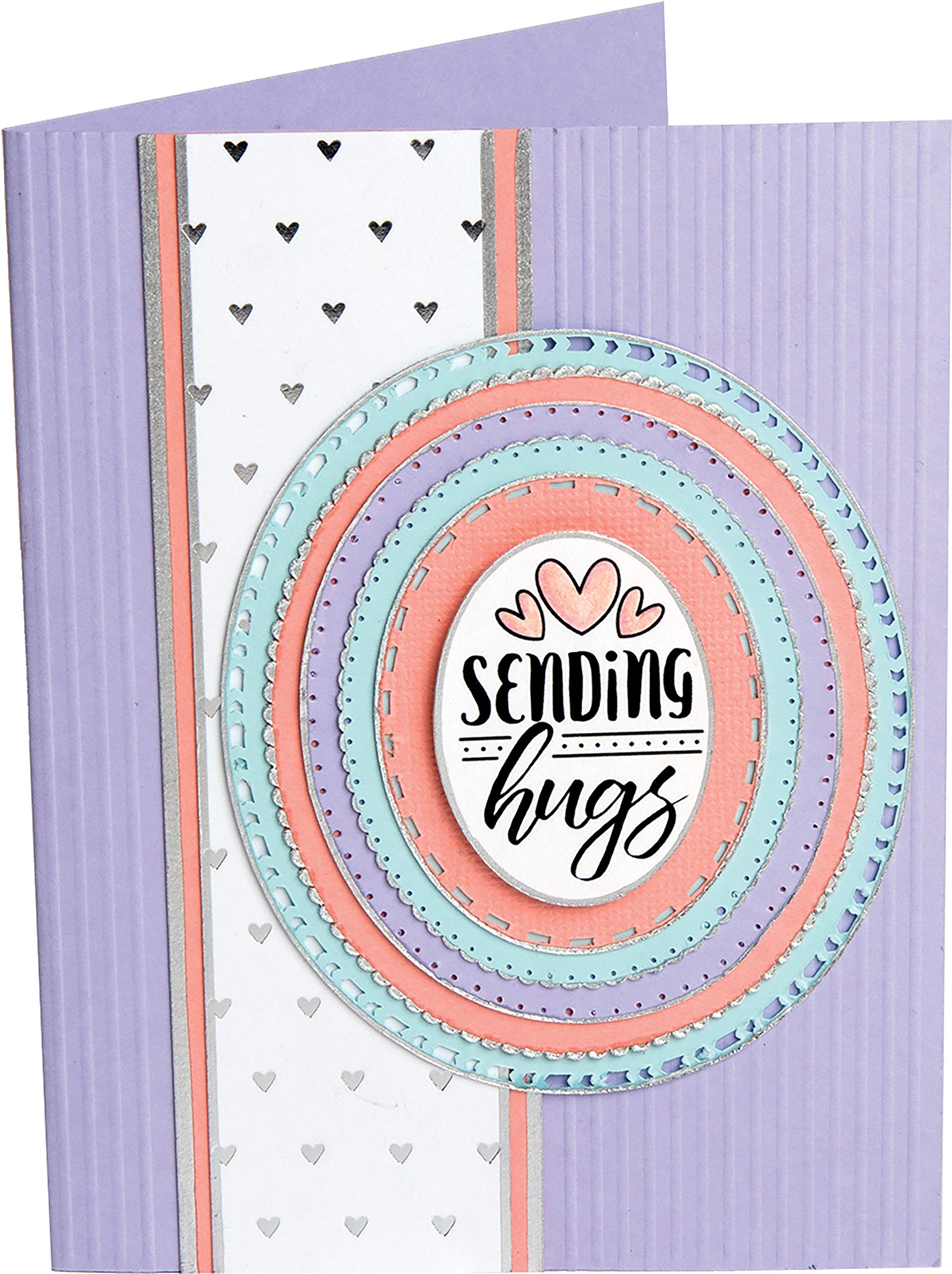 Sizzix Framelits Die Set with Stamps Layered Oval, 6-Pack, MultiColor