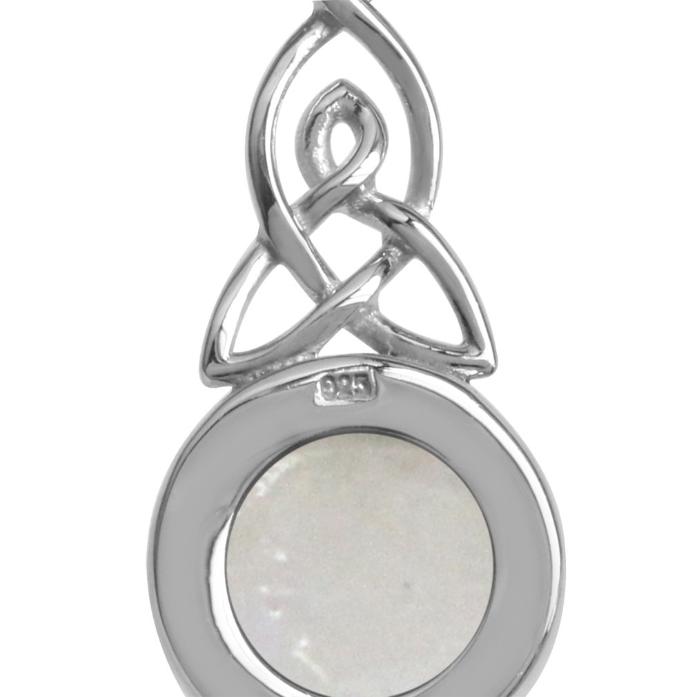 Silvershake Natural Moonstone 925 Sterling Silver Triquetra Celtic Knot Pendant with 18 Inch Chain Necklace