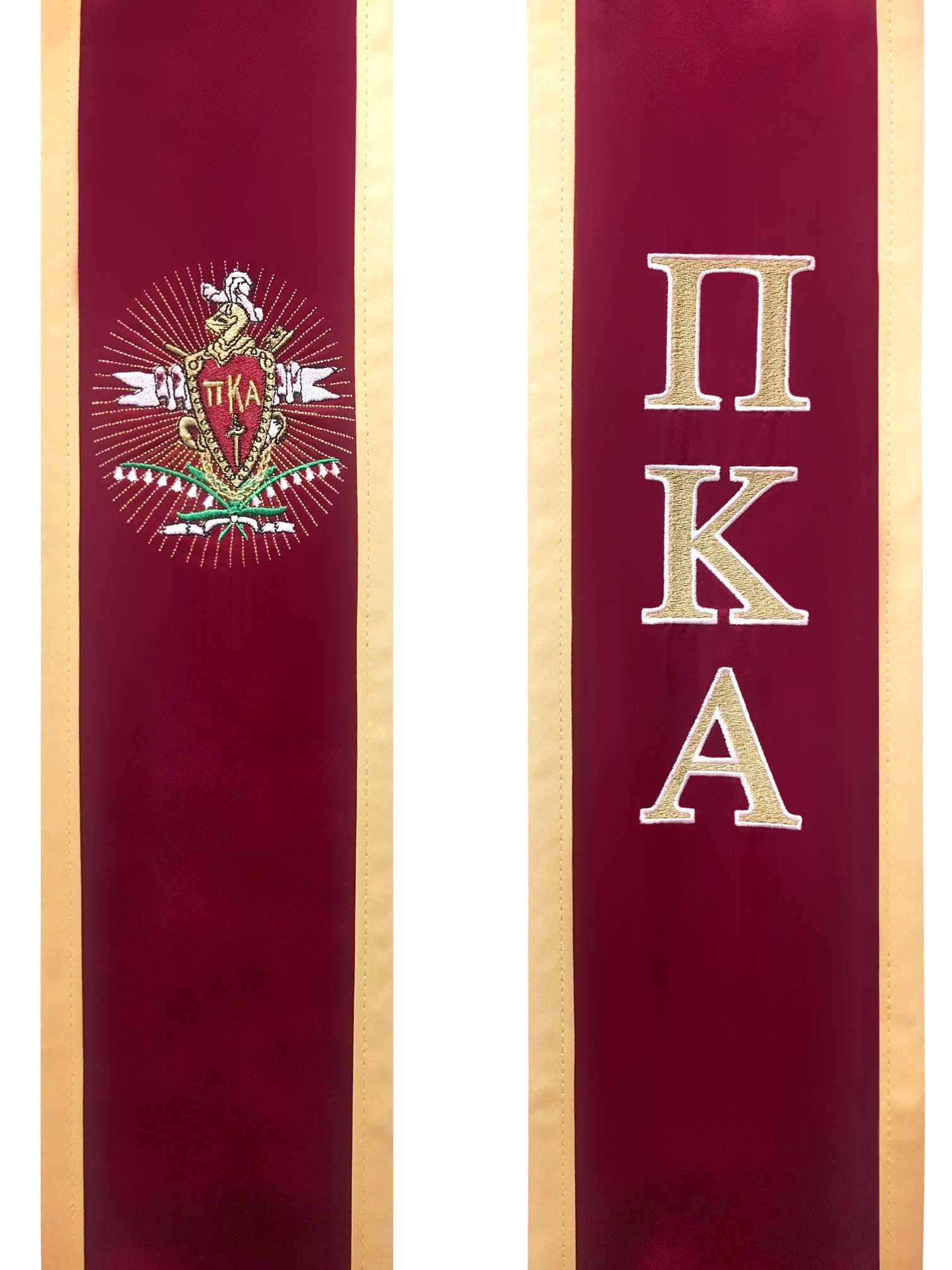 Pi Kappa Alpha PIKE Red/Yellow Graduation Deluxe Embroidered Stole [Made in USA] - 100% Polyester Unisex Graduation Sash and Stole | 72” Long