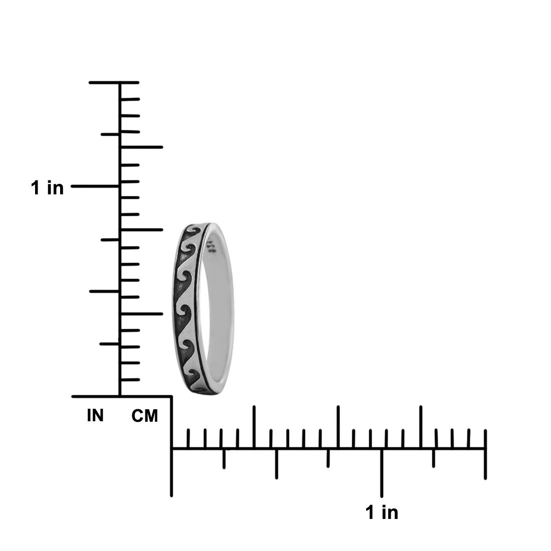 Sterling Silver Skinny Wave Ring Size 6