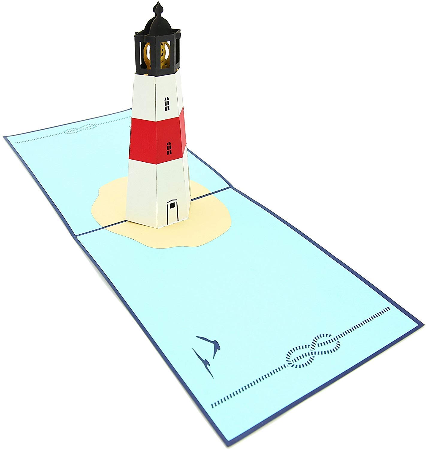 PopLife Lighthouse Island 3D Pop Up Greeting Card for All Occasions - Travellers, Coastal and Adventure Lovers - Folds Flat for Mailing - Birthday, Mother’s Day, Graduation, Retirement, Anniversary