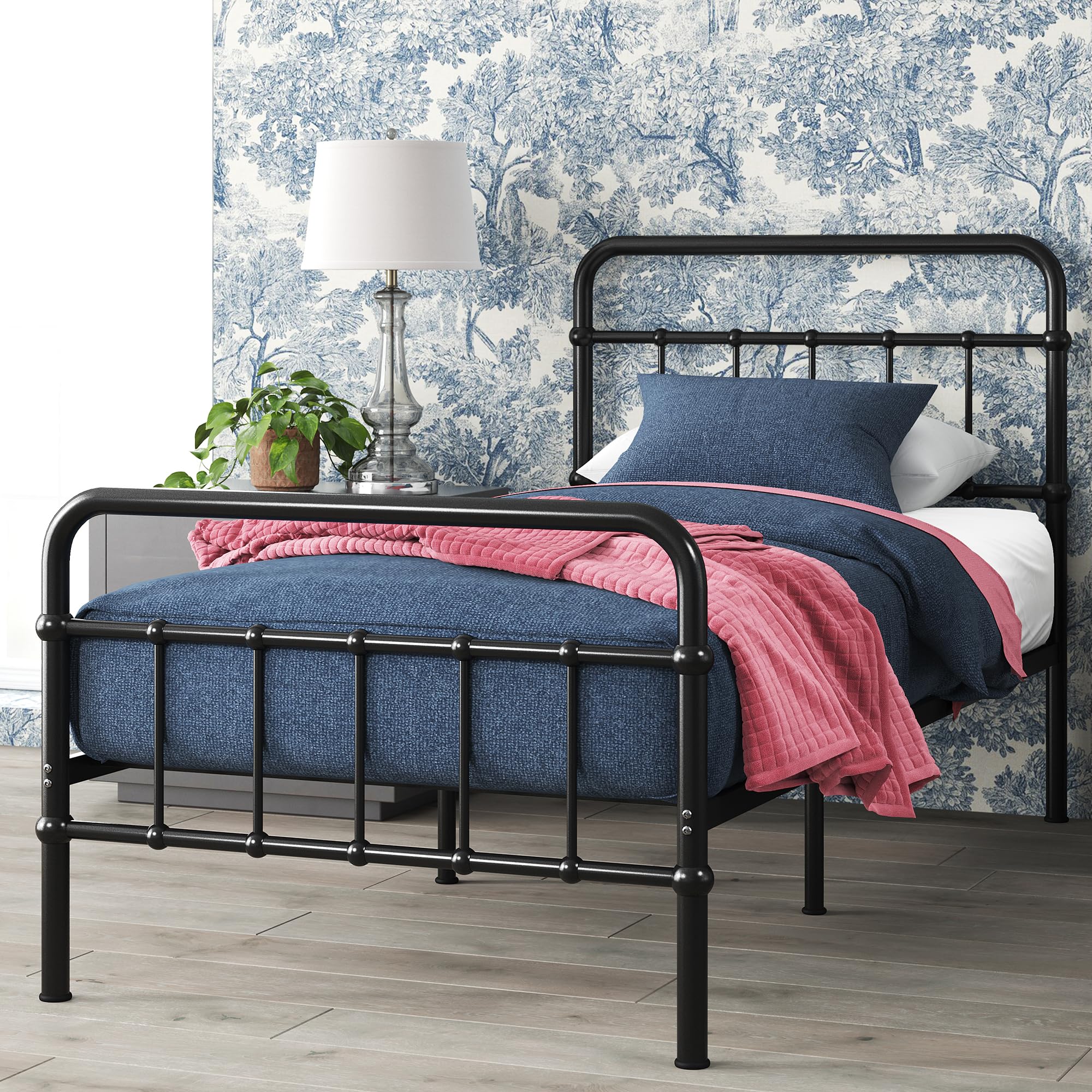 ZINUS Florence Full Panel Metal Platform Bed Frame / Mattress Foundation / No Box Spring Needed / Easy Assembly, Black, Twin