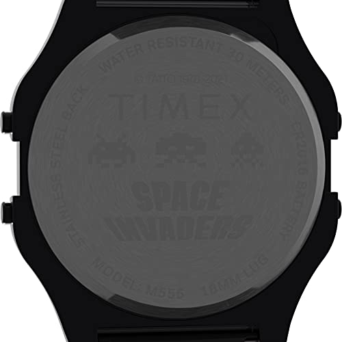 Timex T80 x Space Invaders 34mm Watch – Black with Stainless Steel Bracelet