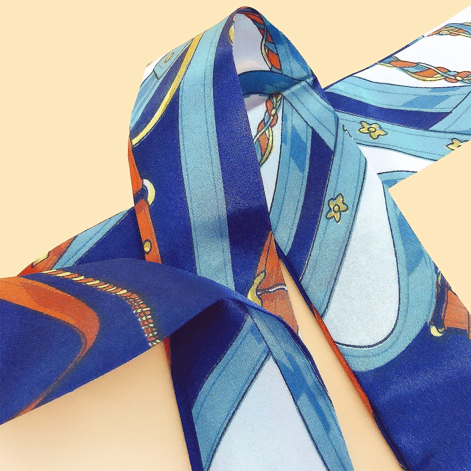 Pibupibu 8 Packs Narrow Handbag Handle Wrap Ribbon Neckerchief Scarf for Women (Chain)