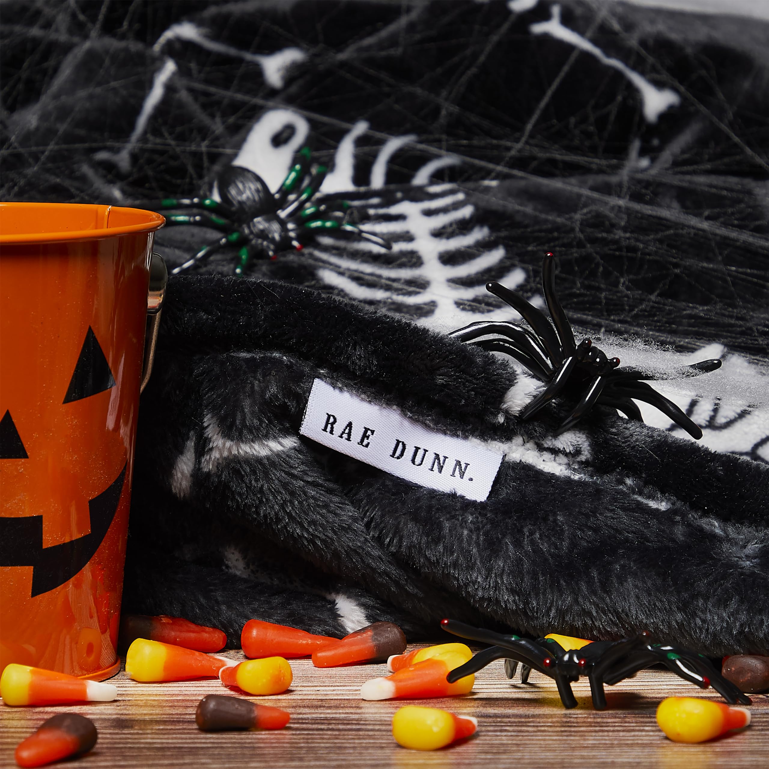Rae Dunn Throw Blanket- Soft, Decorative Blankets for Bed or Couch, Cozy Throws for Sofa, Soft Plush Throw Embroidered Ghost Pumpkins, 50 inches x 70 inches