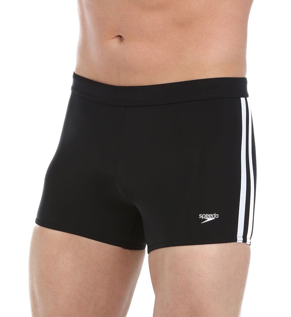 Speedo Men's Swimsuit Square Leg Splice , Speedo Black, Medium