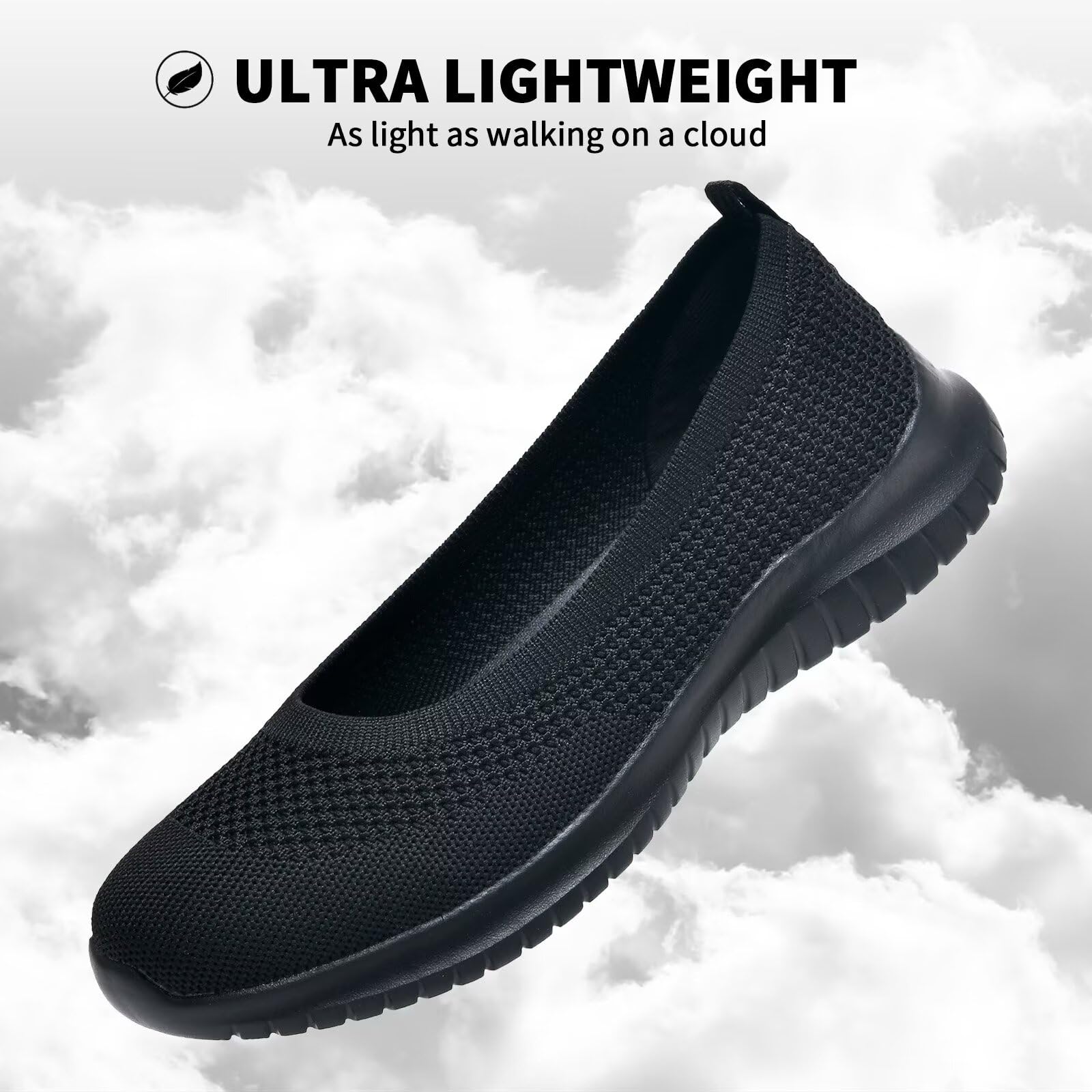 Zuwoigo Women’s Slip-On Walking Shoes Lightweight & Comfortable Casual Loafers Breathable Sneakers 7 B(M) US All Black