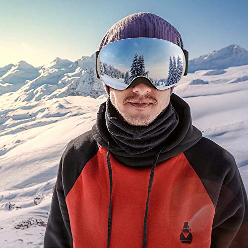 ZIONOR X PRO Ski Snowboard Snow Goggles with Magnetic Interchangeable Dual Layer Lens Anti-fog UV Protection for Men Women Adult (VLT 13% Silver Lens)
