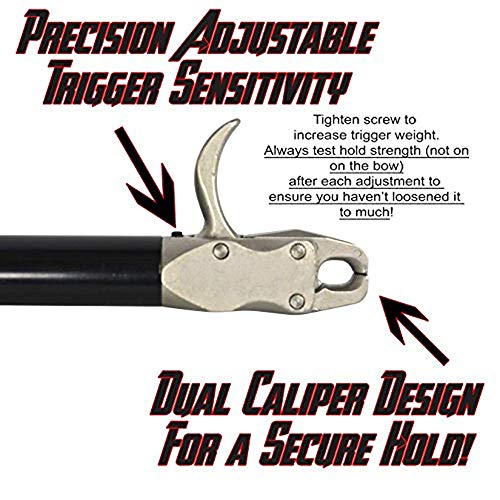 Sniper Adjustable Archery Buckle Release; for Compound Bows, Ambidextrous Adult & Youth Sizes, 360 Swivel with Dual Caliper Head, Adjustable Trigger Tension, Tools Included: Adult Black