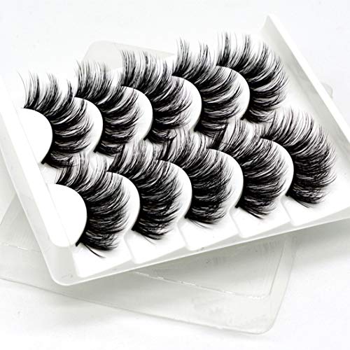 RN BEAUTY 5 Pairs 3D False Eyelashes Handmade Ultra Light Synthetic Fibers 3D Mink Fake Eyelashes Reusable Soft Nature Fluffy Wispies Long Lashes With Volume Makeup Eye Lash Extension Set (3D-B)