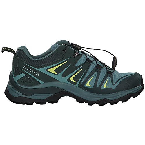 Salomon X Ultra 3 Gore-TEX Hiking Shoes for Women, Artic/Darkest Spruce/Sunny Lime, 8