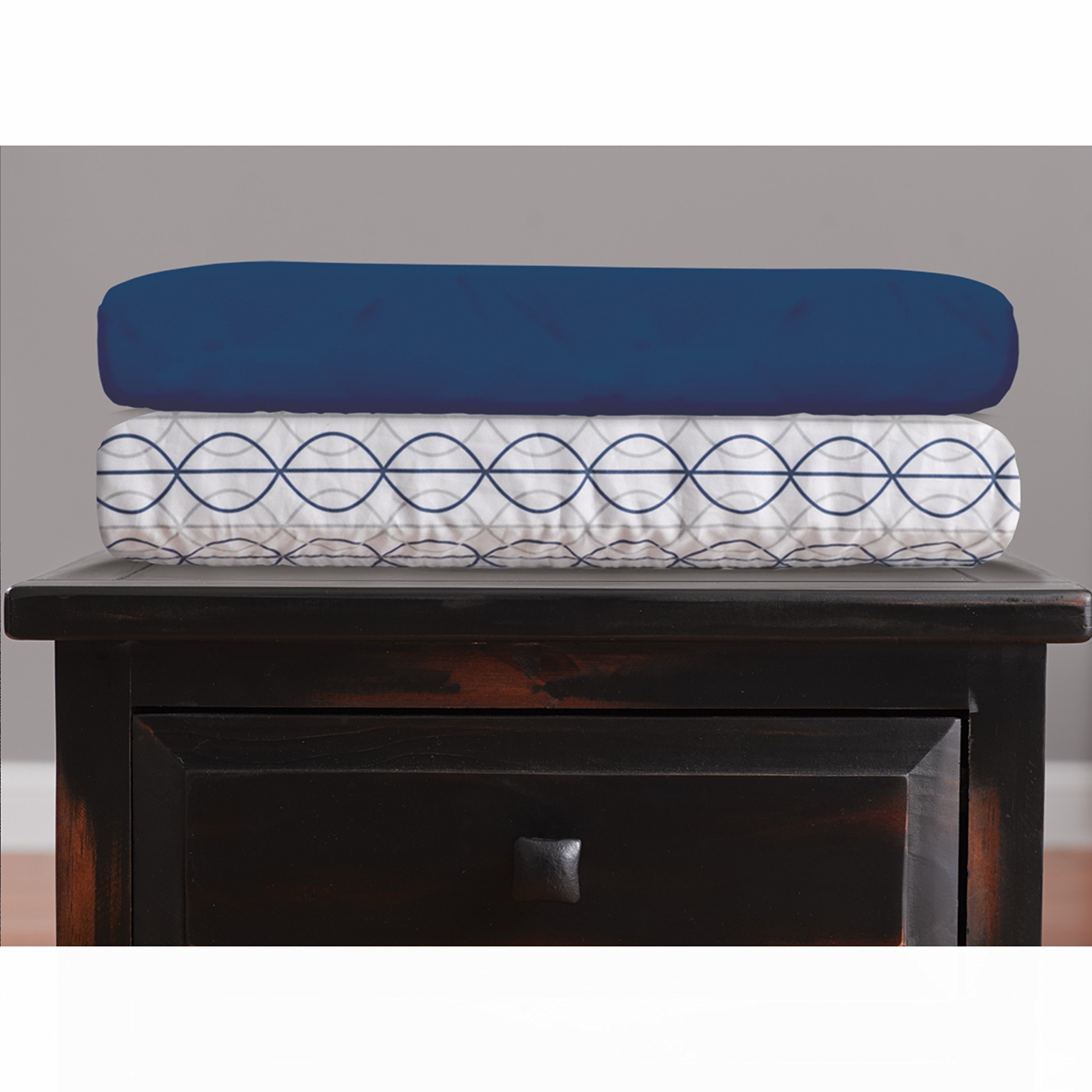 Summer 4-Piece Classic Bedding Set with Adjustable Crib Skirt, Nautical Navy