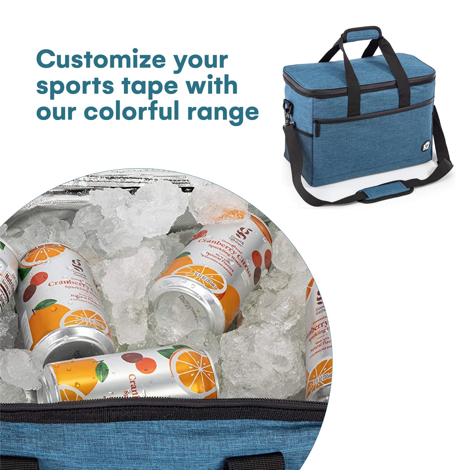 VP Home 48 Can Large Collapsible Insulated Cooler Bag for Travel Camping Beach Picnic BBQ with Shoulder Strap (Heather Blue)