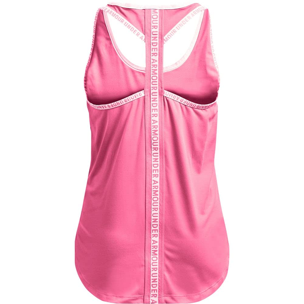 Under Armour Girls' Knockout Tank Top , Cerise (654)/White , Youth X-Large