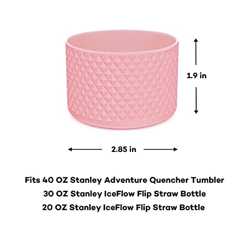 Silicone Boot for Stanley 40 oz Quencher Adventure Tumbler and IceFlow Flip 30 oz 20 oz, Stanley Cup Accessories Protector Bottom Sleeve Cover Bumper for Stanley 40 oz with Handle (Pink)