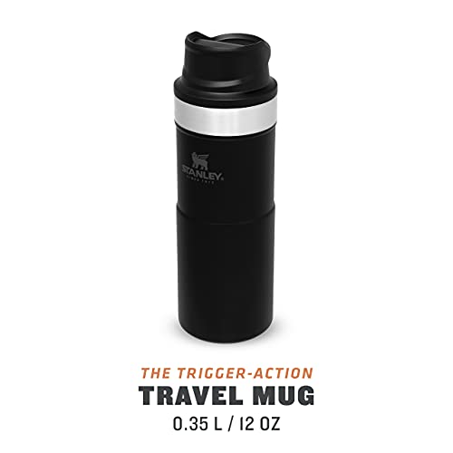 STANLEY Trigger Action Travel Mug 0.35L - Keeps Hot For 5 Hours - BPA-Free - Thermal Mug For Hot Drinks - Leakproof Reusable Coffee Cup - Dishwasher Safe - Matte Black