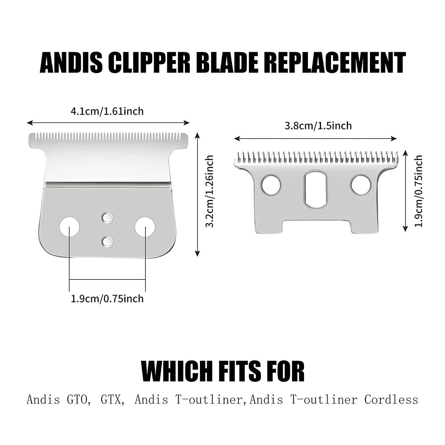 T Outliners Replacement Blades Compatible with Andis T Outliners Trimmer, Gtx Trimmer, T Outliners Replacement Blade (sliver steel T blade + sliver steel blade),3 PACK